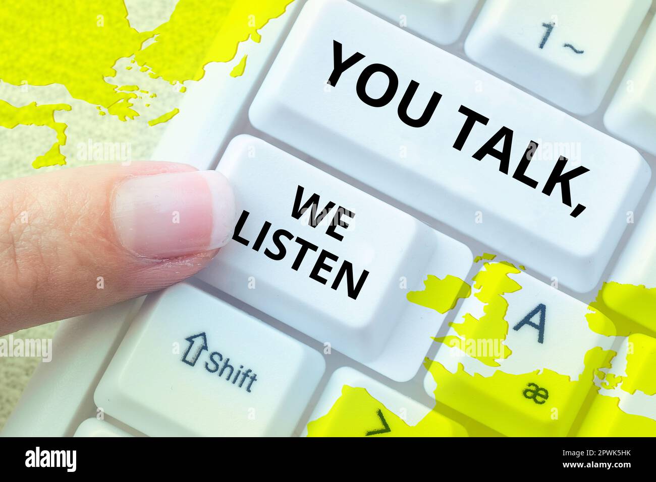 Hand writing sign You Talk, We Listen, Word for Two Way Communication ...