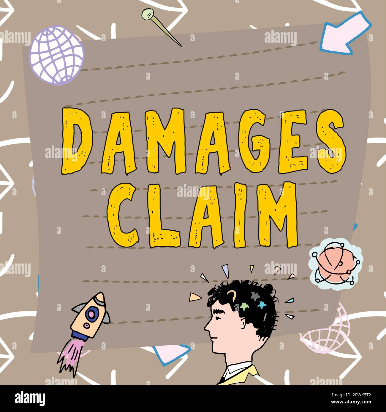 Text caption presenting Damages Claim, Concept meaning Demand ...