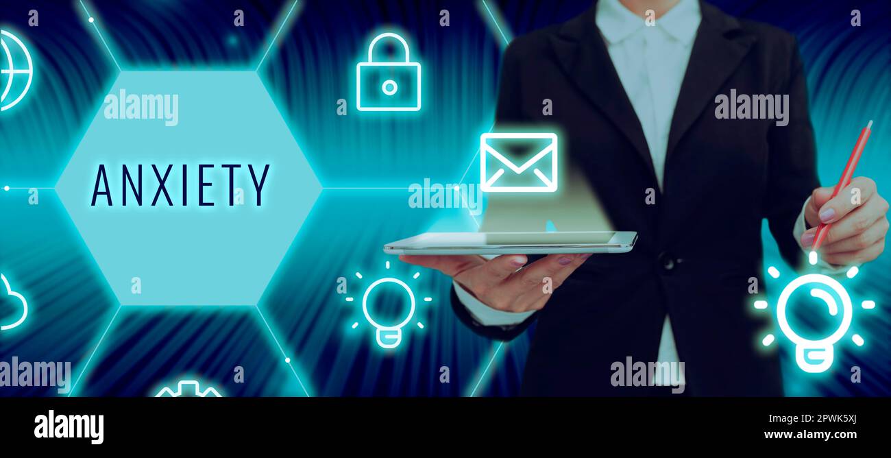 Text sign showing Anxiety, Internet Concept Excessive uneasiness and ...