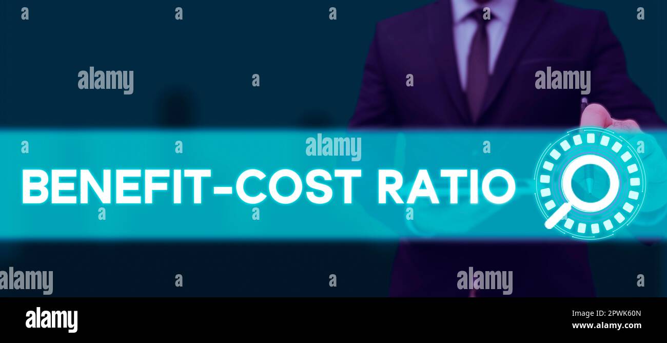 Text caption presenting Benefit Cost Ratio, Business approach ... Text caption presenting Benefit Cost Ratio, Business approach ...