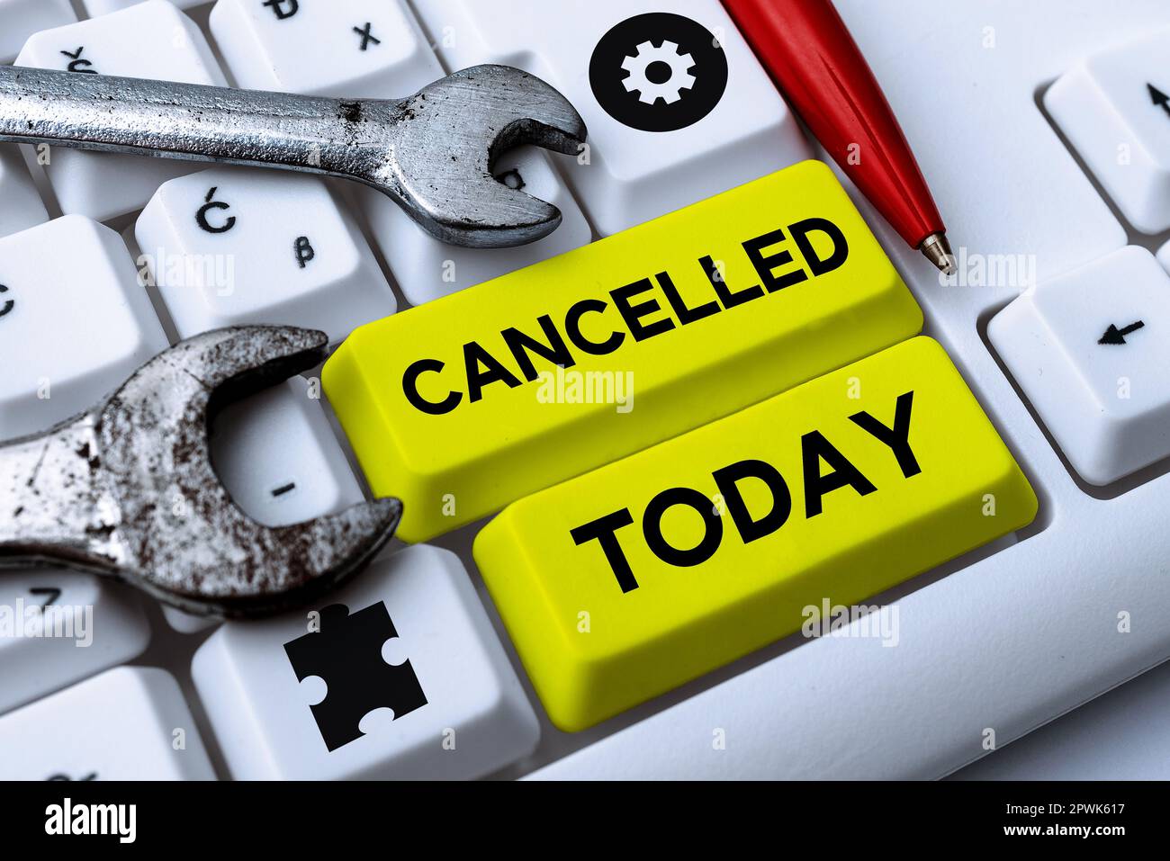 Conceptual caption Cancelled, Business concept decide or announce that ...