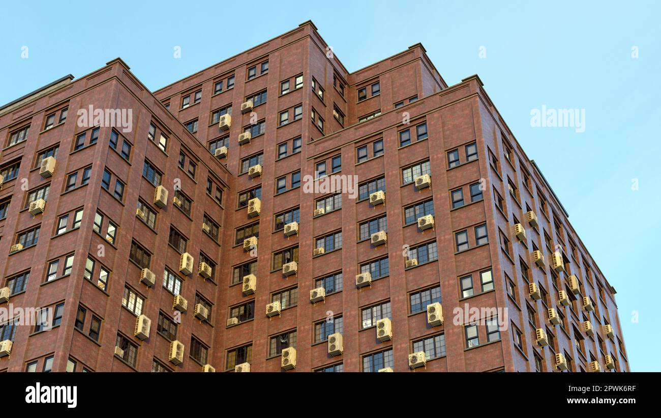 old architecture background red brick building apartment air ...