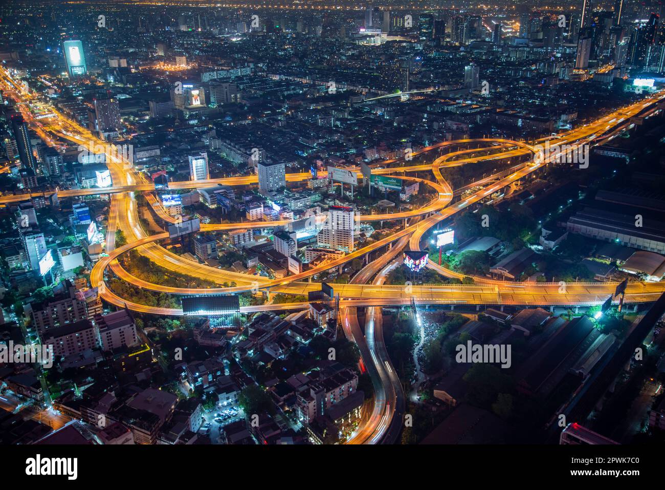 The view and Skyline city roads of the city of Bangkok from the ...