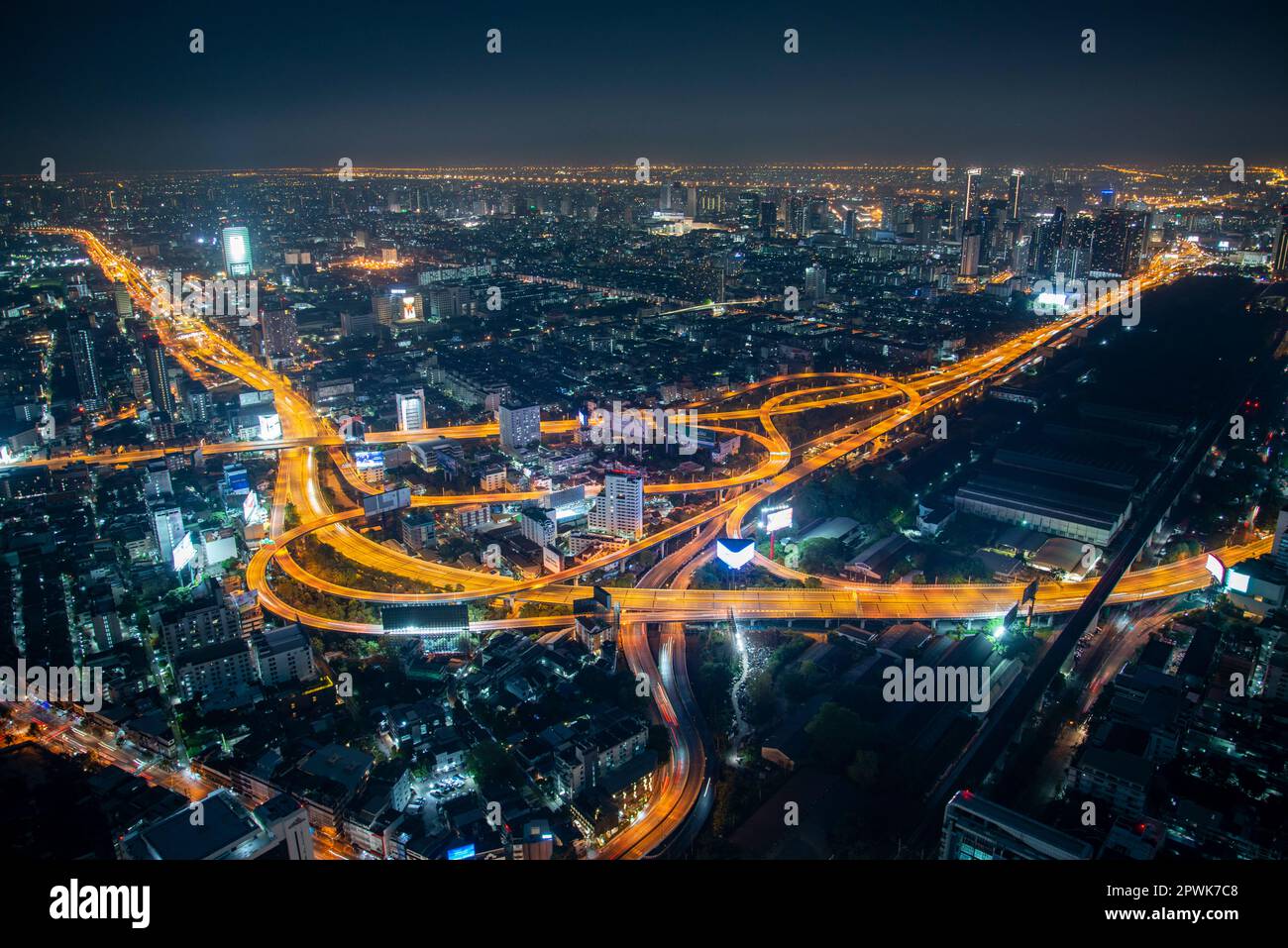 The view and Skyline city roads of the city of Bangkok from the ...
