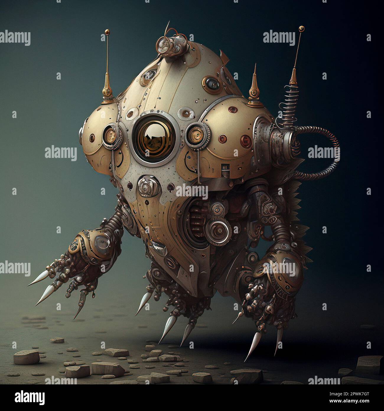 Cyberpunk Art a Cute Mini Robot with Spikes Stock Photo - Alamy