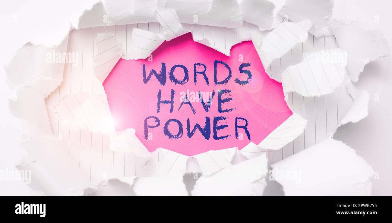 Hand writing sign Words Have Power, Business overview Energy Ability to ...