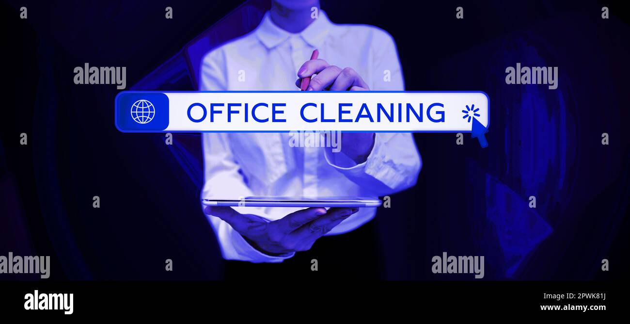 Text showing inspiration Office Cleaning, Word for the action or ...