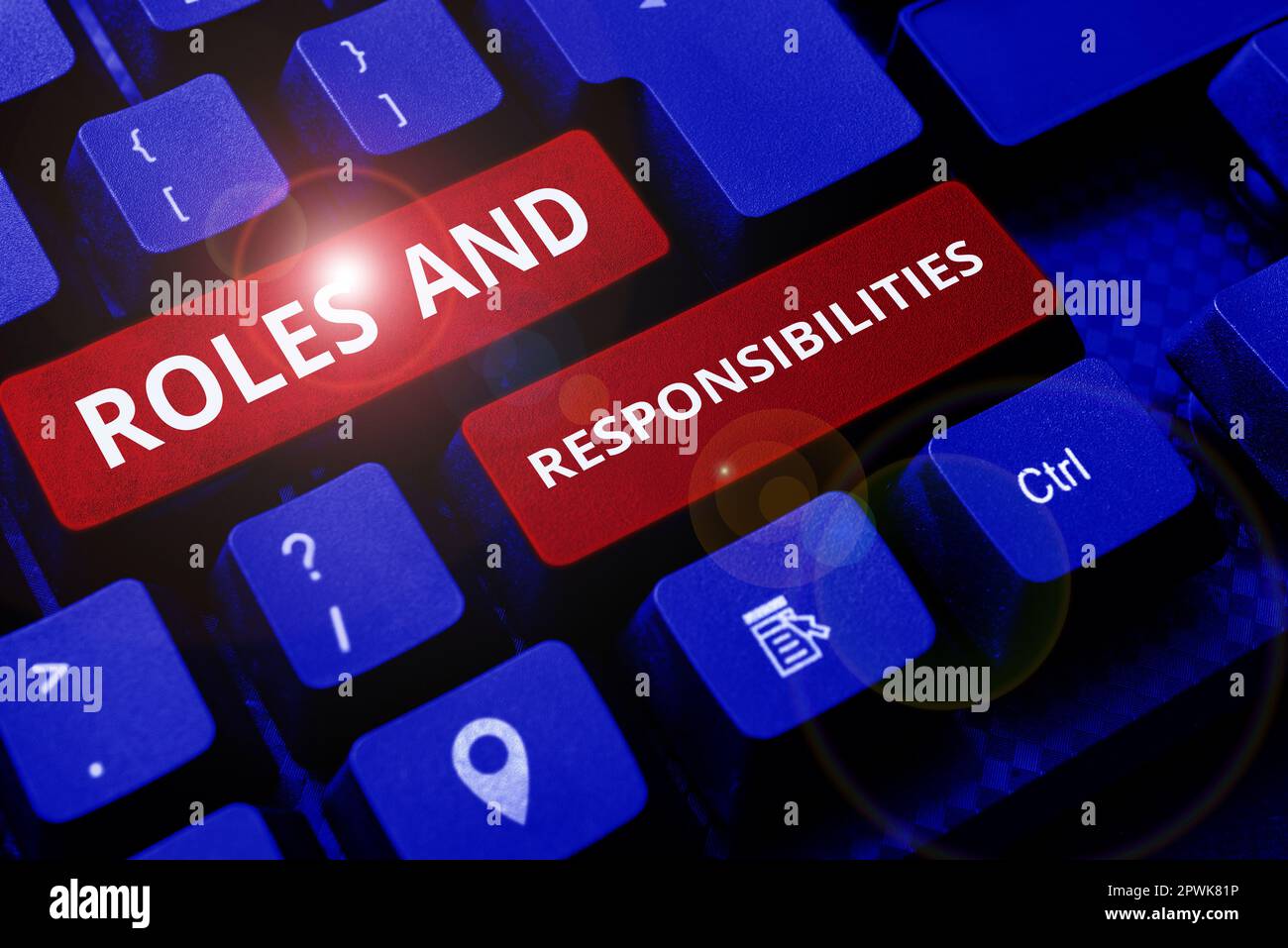 Sign displaying Roles And Responsibilities, Business overview Business ...