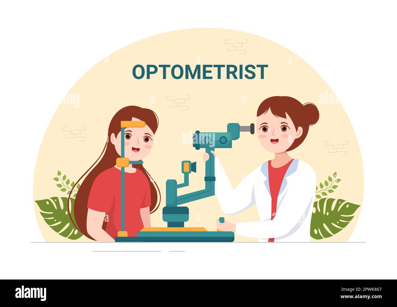 Optometrist with Ophthalmologist Checks Patient Sight, Optical Eye Test ...