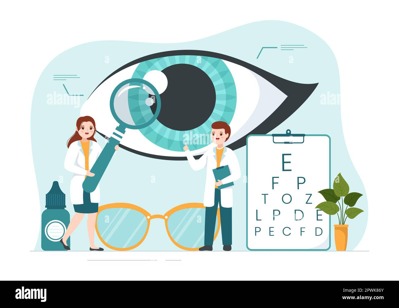 Optometrist with Ophthalmologist Checks Patient Sight, Optical Eye Test ...