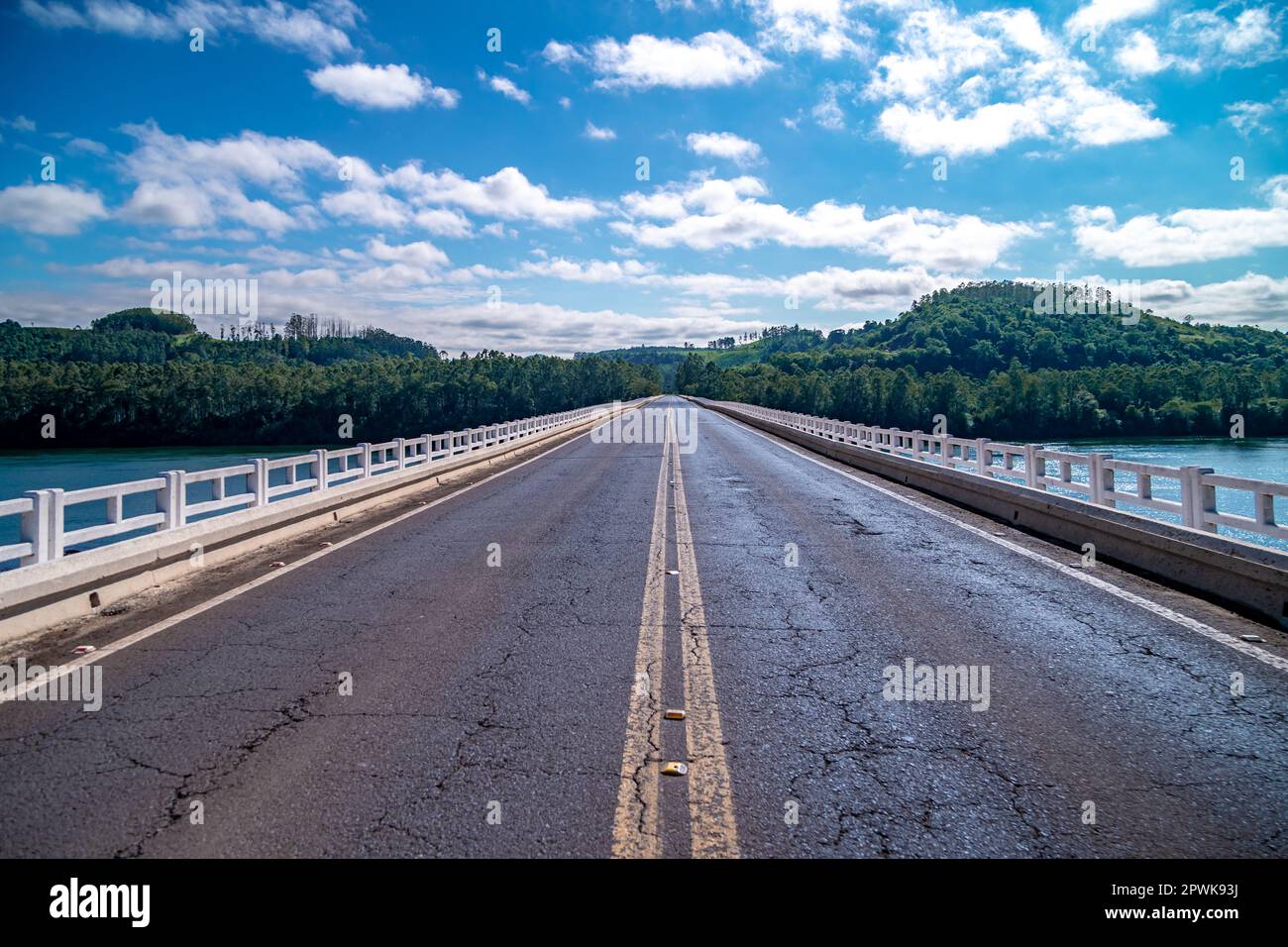 asphalt road on the bridge over the river. High quality photo Stock ...