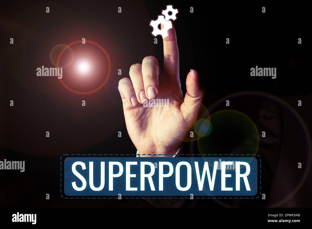 Text caption presenting Superpower, Business idea a power or ability of ...