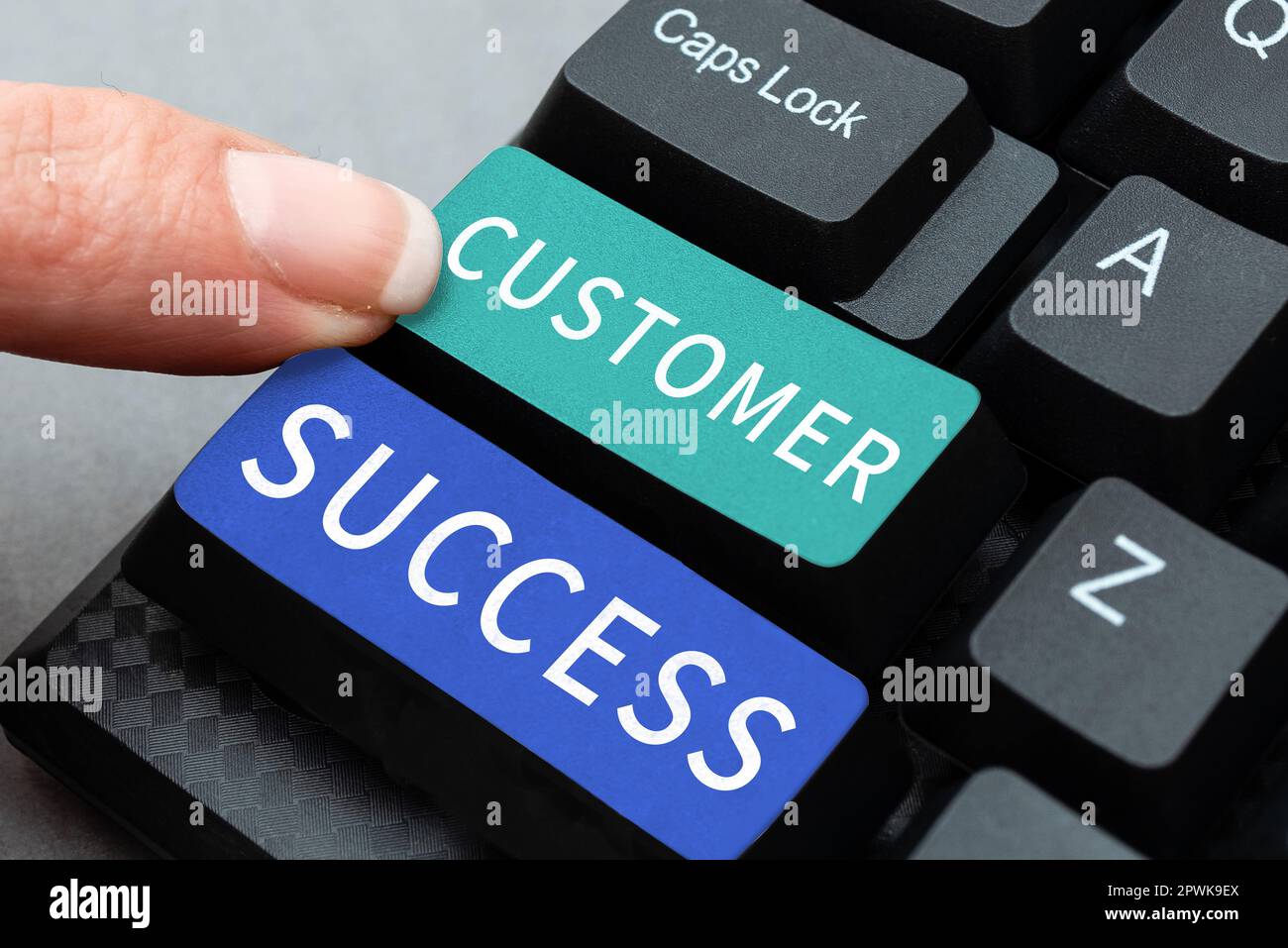 Sign displaying Customer Success, Business overview customers achieve ...