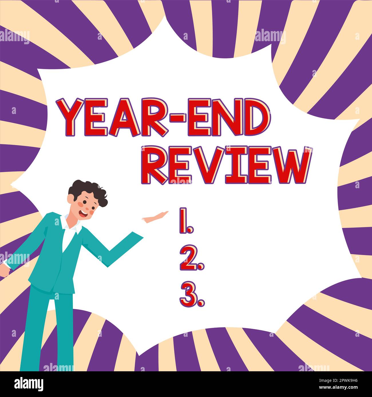 Sign displaying Year End Review, Word for annual assessment of ...