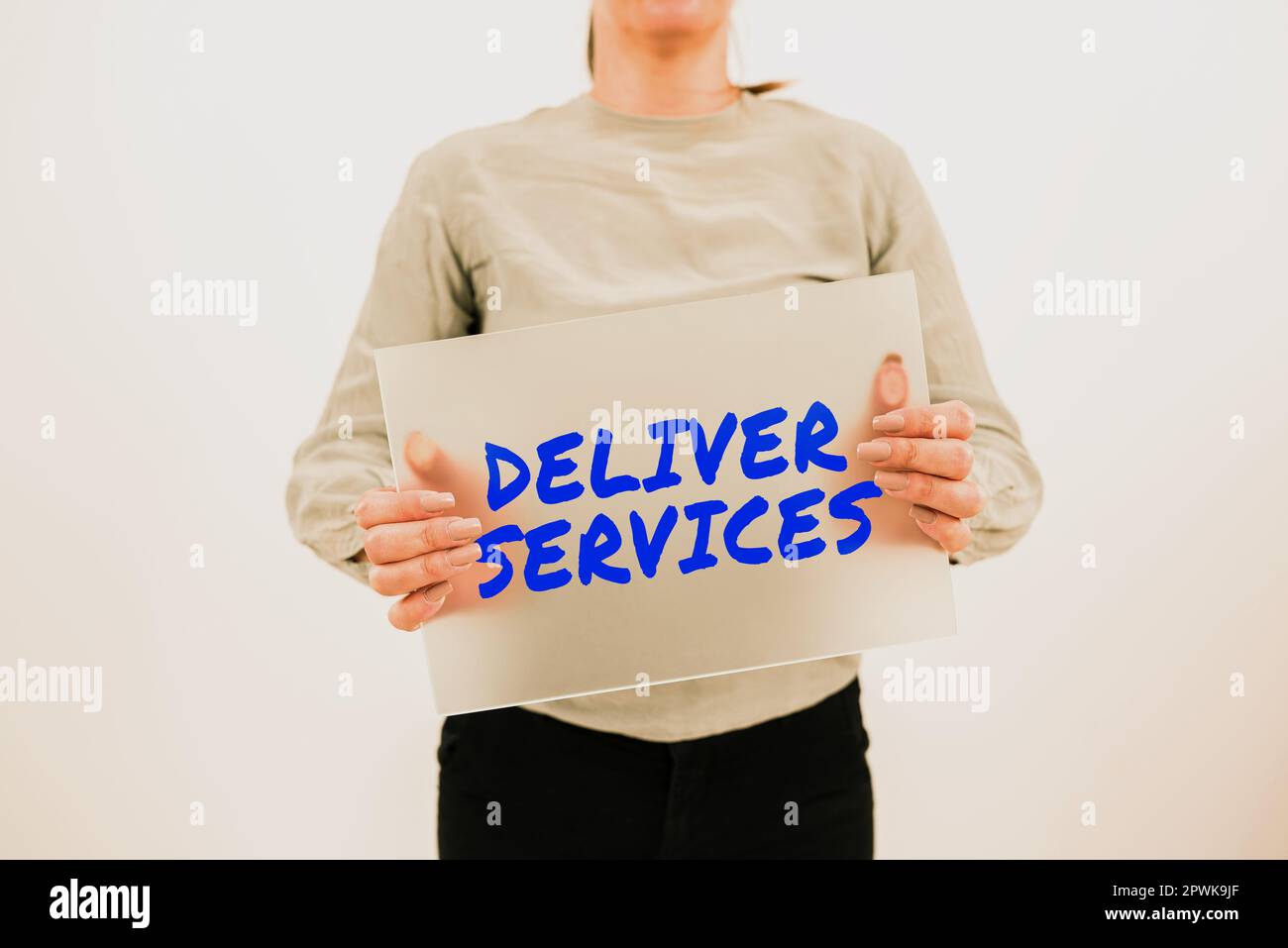 Hand writing sign Deliver Services, Concept meaning the act of ...