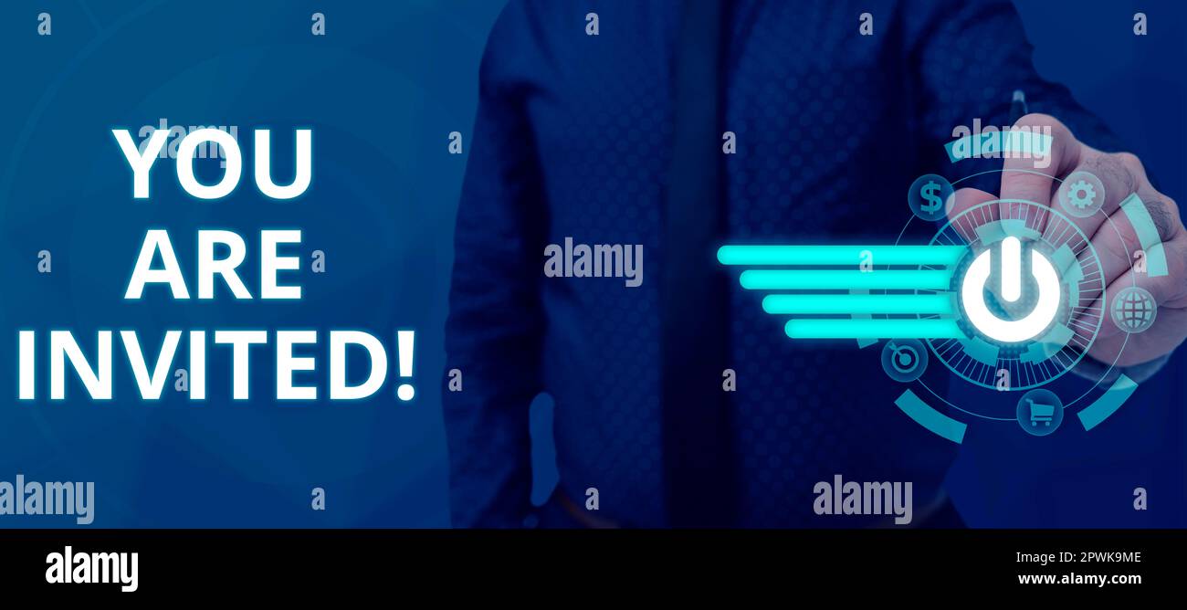 Text caption presenting You Are Invited, Business showcase Receiving ...