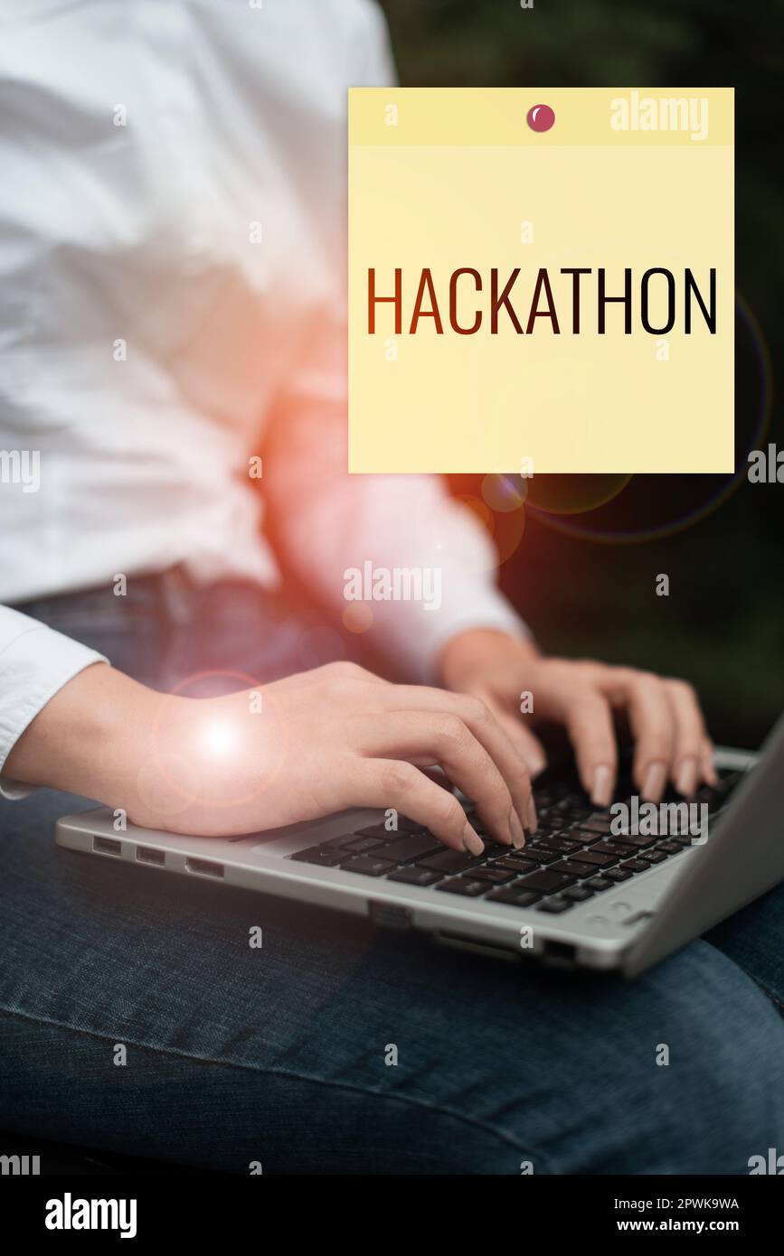 Inspiration showing sign Hackathon, Concept meaning event where large ... Inspiration showing sign Hackathon, Concept meaning event where large ...