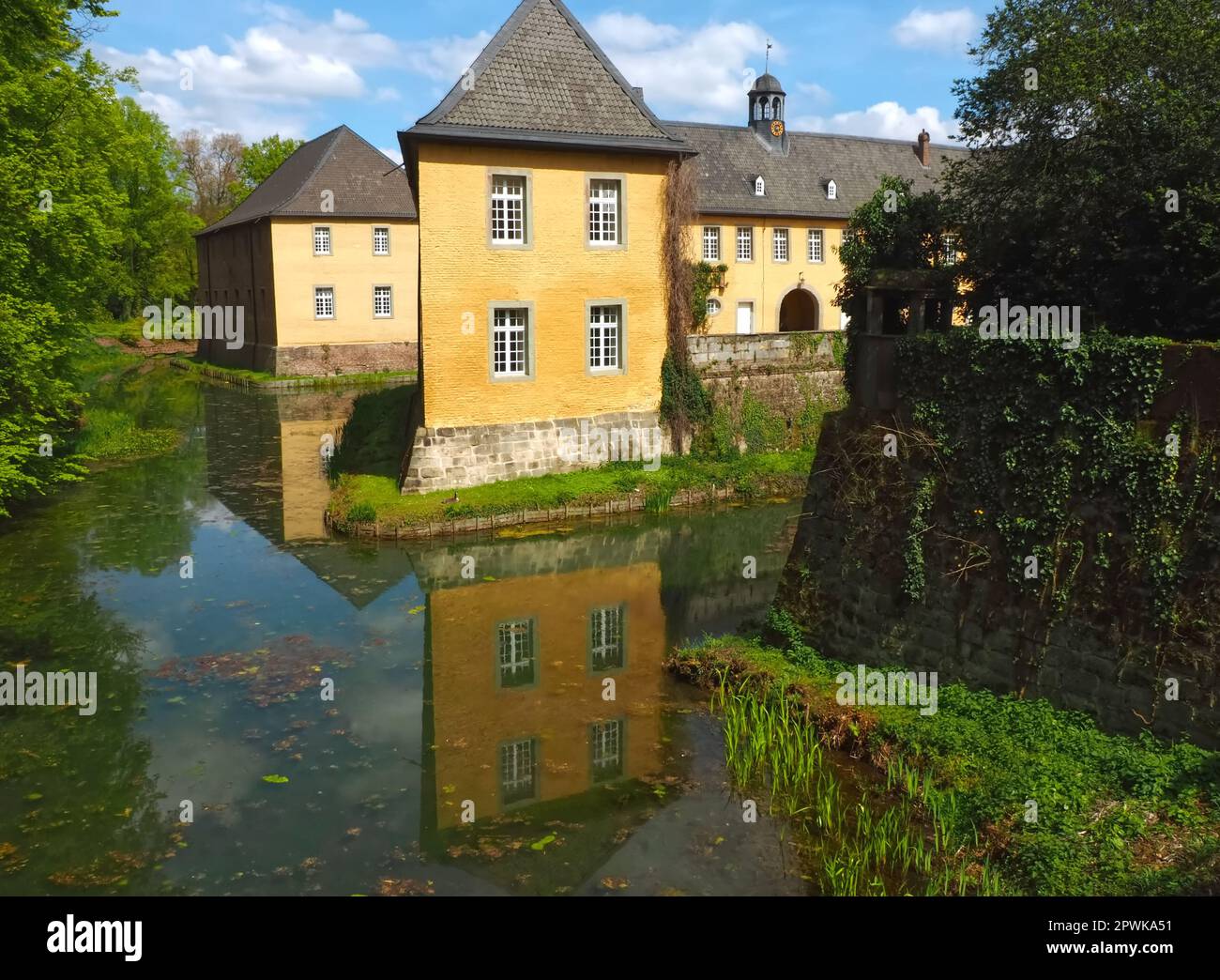 Schloss Dyck - beautiful yellow water castle in Juechen, Germany Stock ...