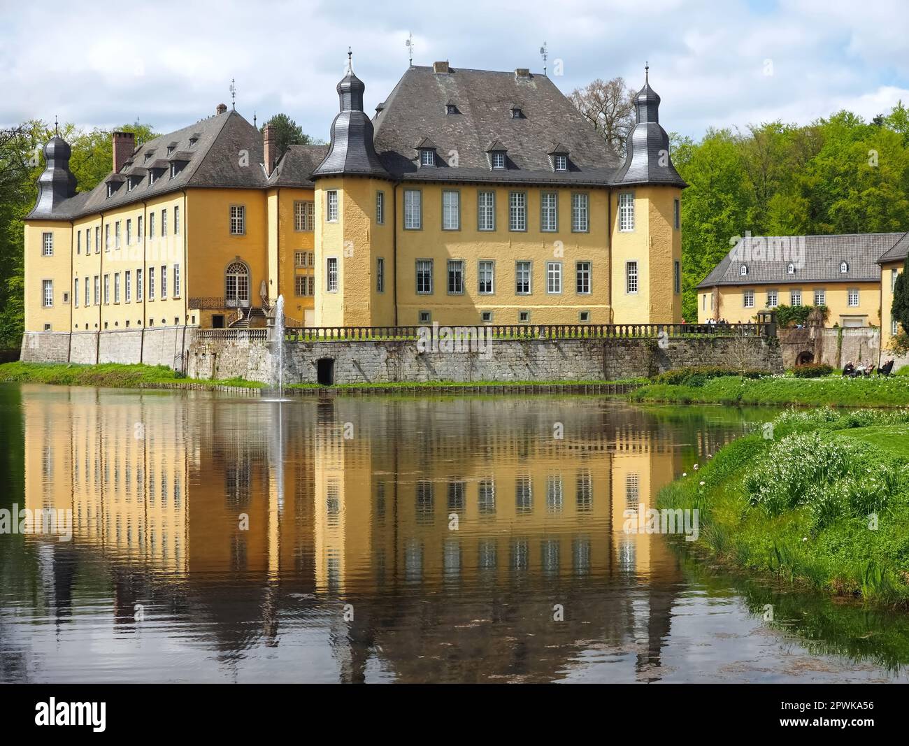 Schloss Dyck - beautiful yellow water castle in Juechen, Germany Stock ...