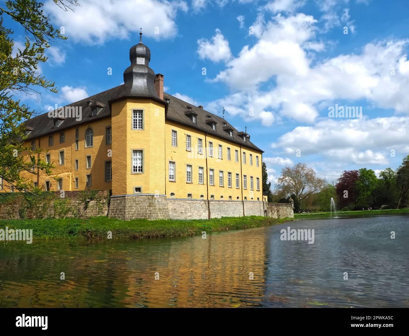 Schloss Dyck - beautiful yellow water castle in Juechen, Germany Stock ...