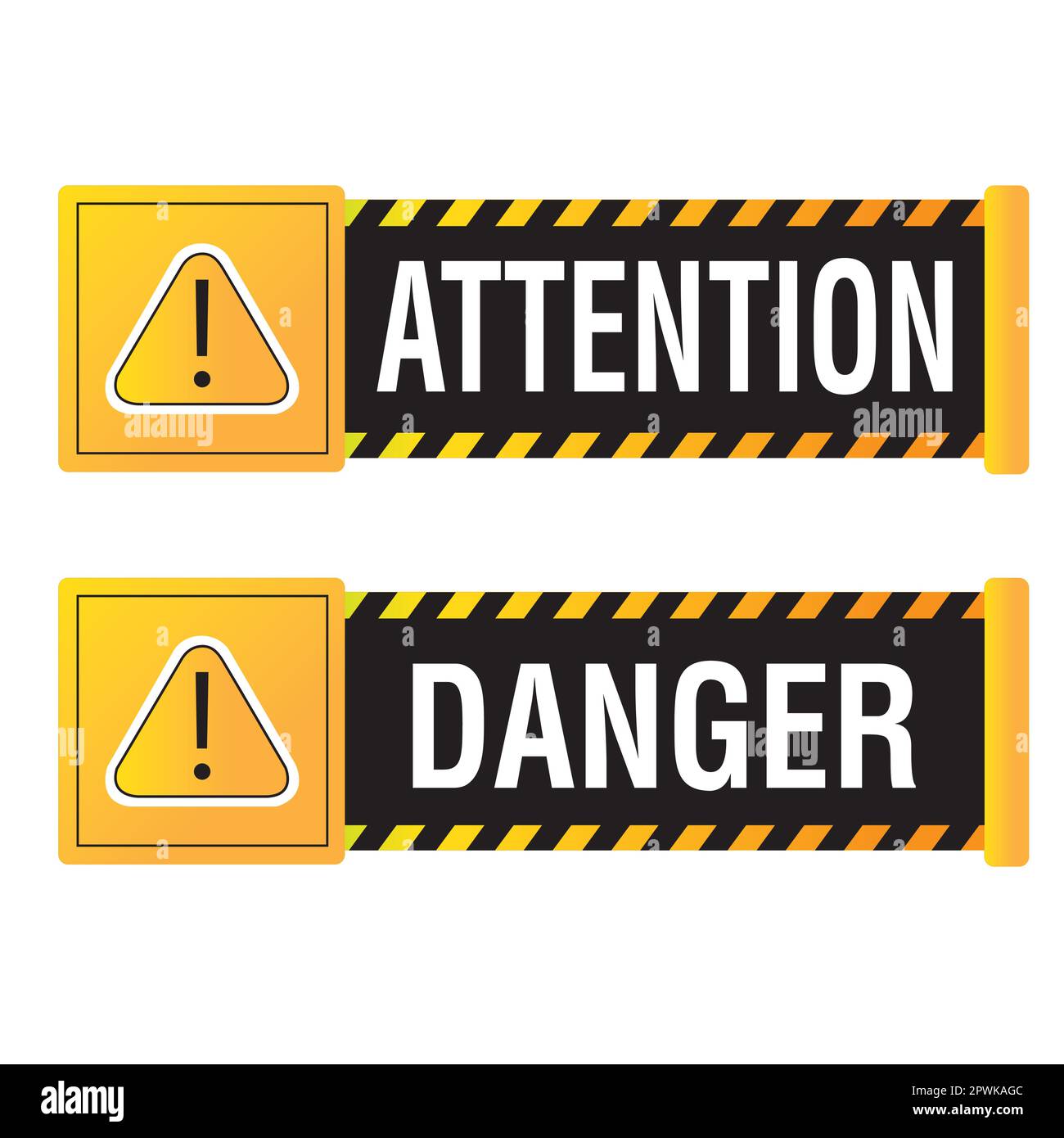 Black and yellow attention and danger sign on a white background Stock ...