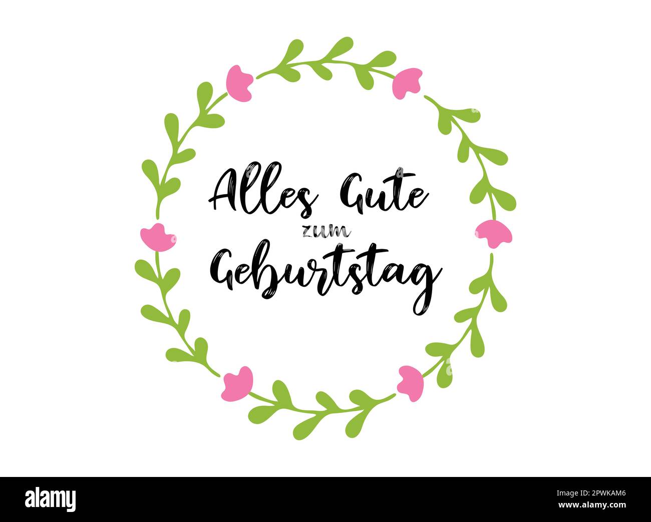 German quote Alles gute zum Geburtstag. Translated Happy Birthday. Hand ...