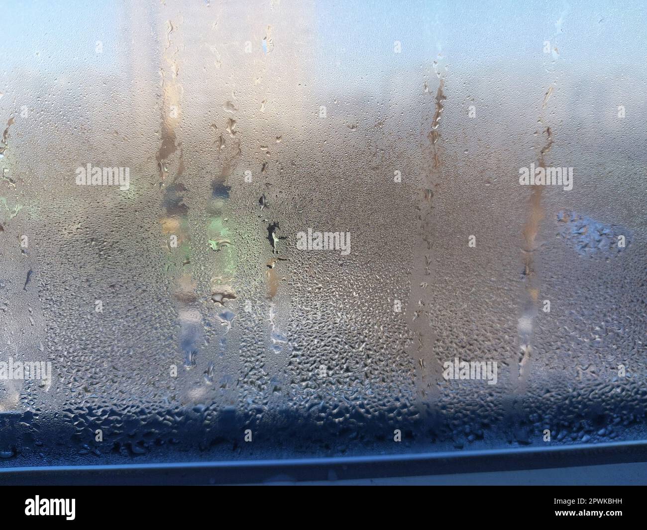 Window covered with frozen drops of the condensate water Stock Photo ...