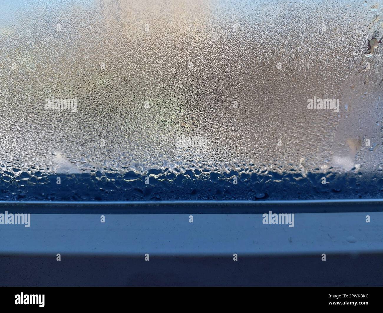 Window covered with frozen drops of the condensate water Stock Photo ...