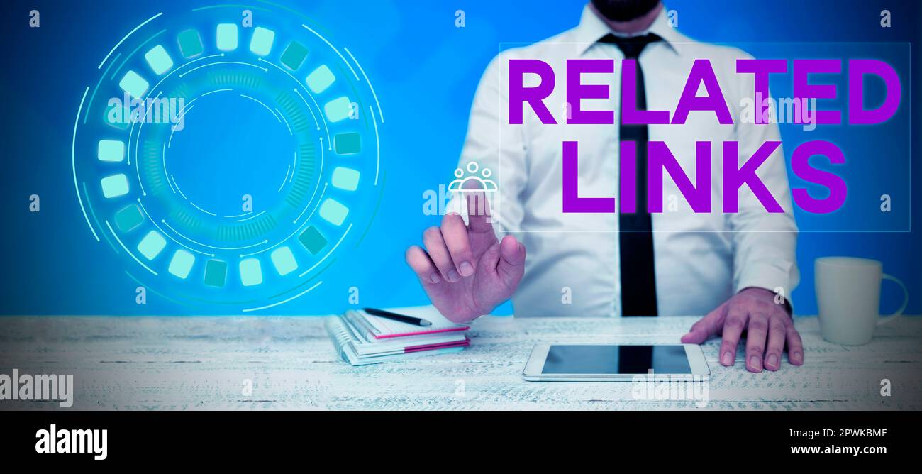Text caption presenting Related Links, Word for Website inside a ...