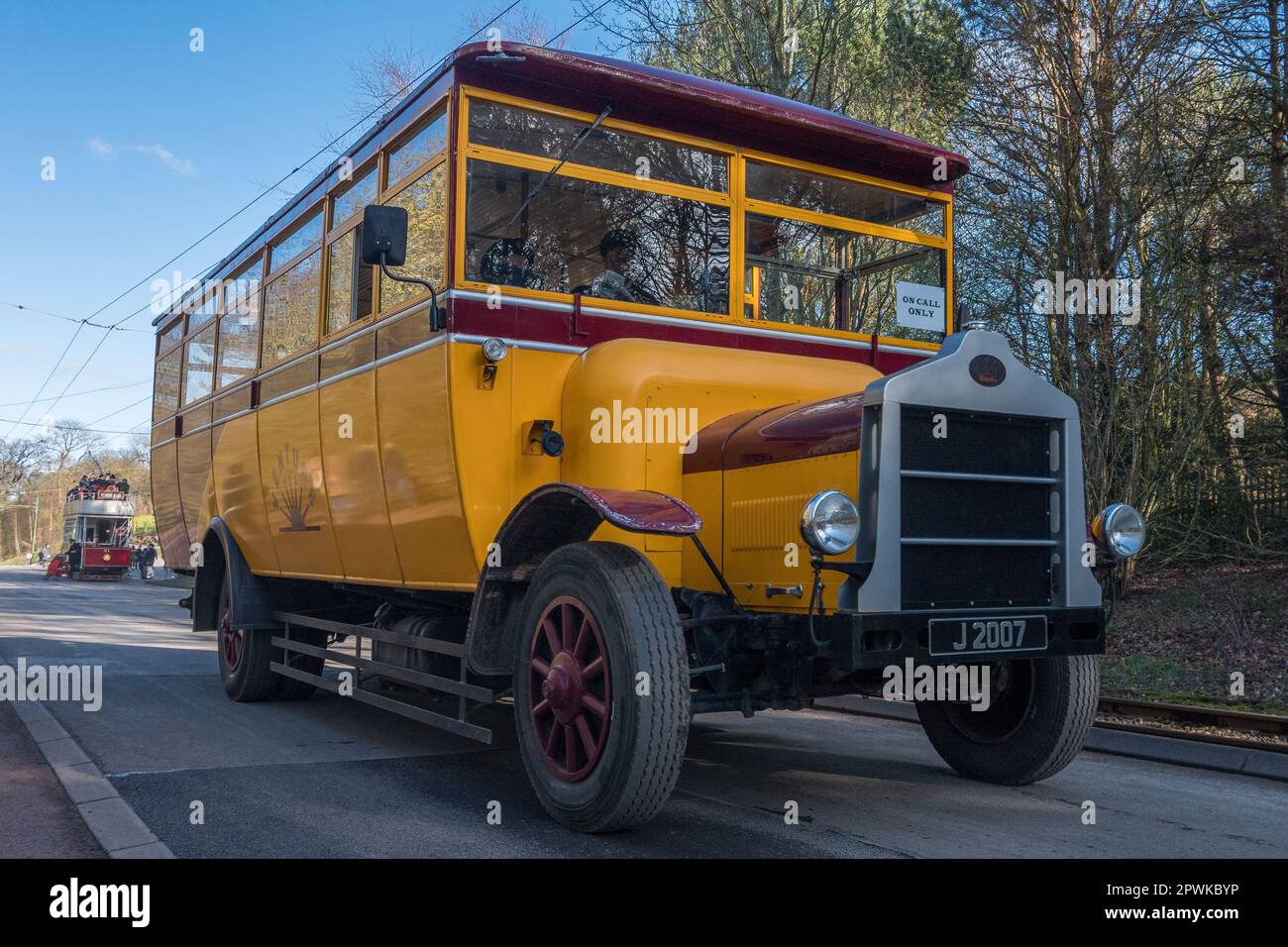 A vintage single decker bus. Pictured at Beamish Living Museum, North ...