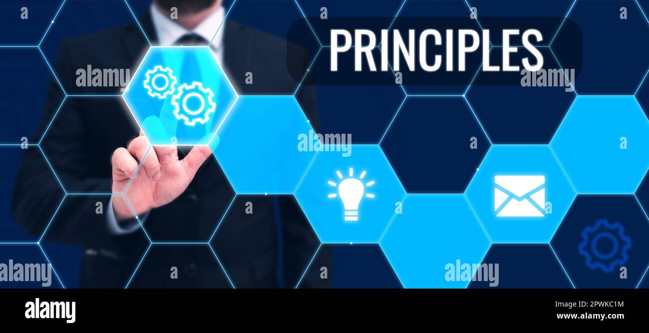 Hand writing sign Principles, Conceptual photo fundamental truth that ...