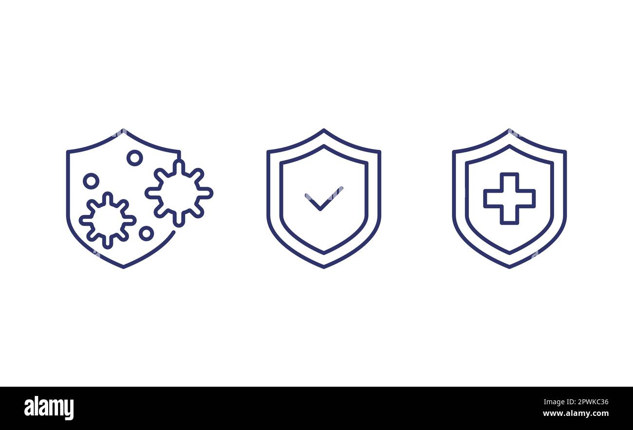 immune system, antibacterial protection line icons Stock Vector Image ...