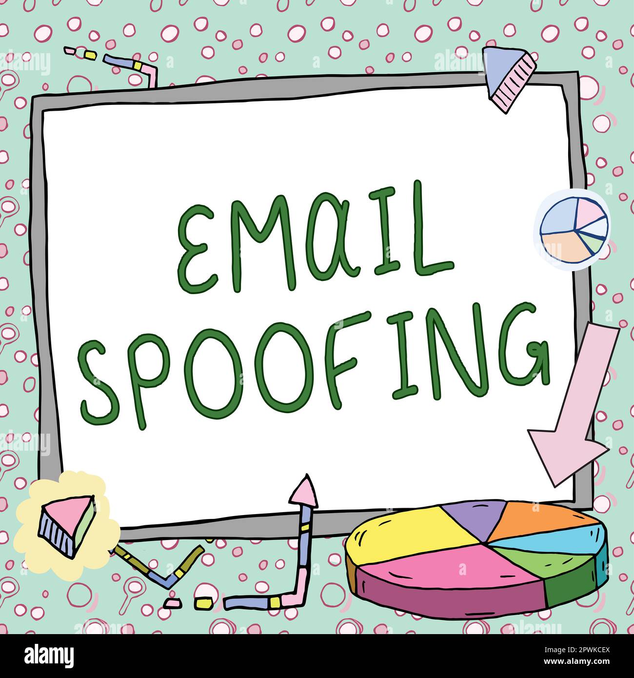 Text caption presenting Email Spoofing, Business approach secure the ...