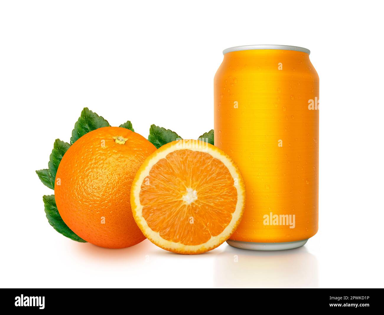 Orange aluminum can with fruits on Isolated on a white background Stock ...