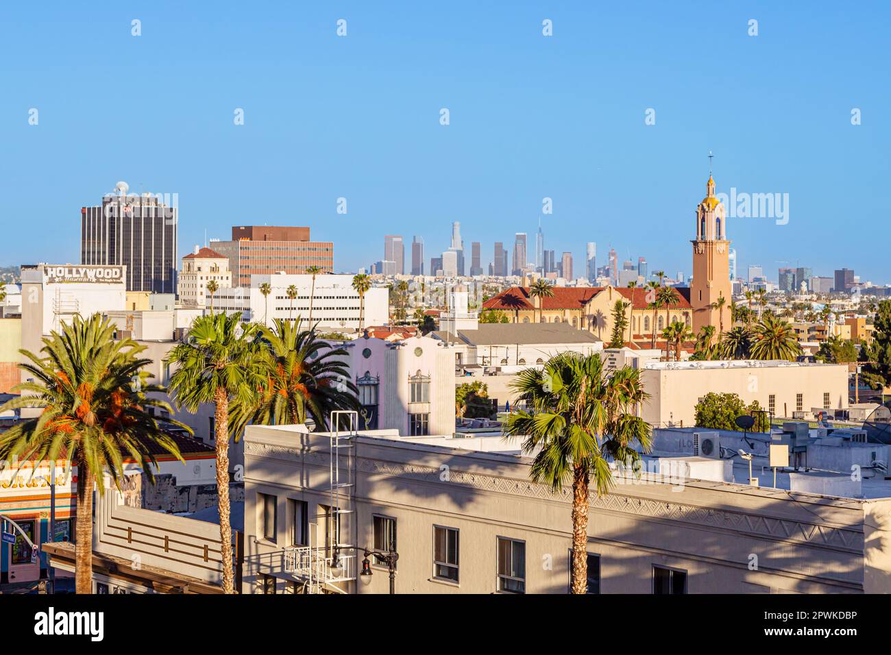 View of Downtown Los Angeles from the Hollywood Boulevard. Panoramic ...