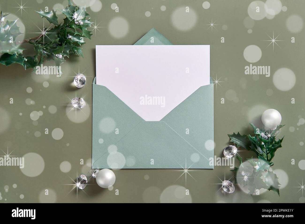 Christmas mock up for greeting card or letter. Xmas background with ...