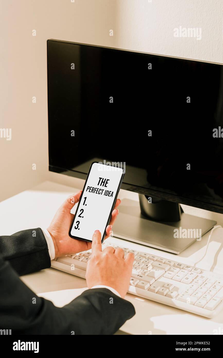 Text sign showing The Perfect Idea, Internet Concept Exceptional ...