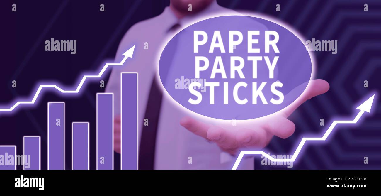 Conceptual display Paper Party Sticks, Word for hard painted paper ...