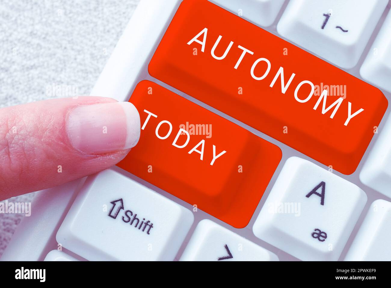 Writing displaying text Autonomy, Word Written on vehicle that can guide itself without human ...