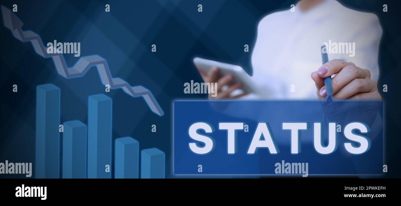 Writing displaying text Status, Business concept situation at a ...