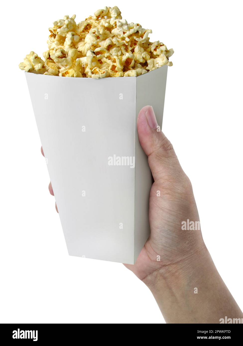 hand with Popcorn, in hand isolated on white background Stock Photo - Alamy