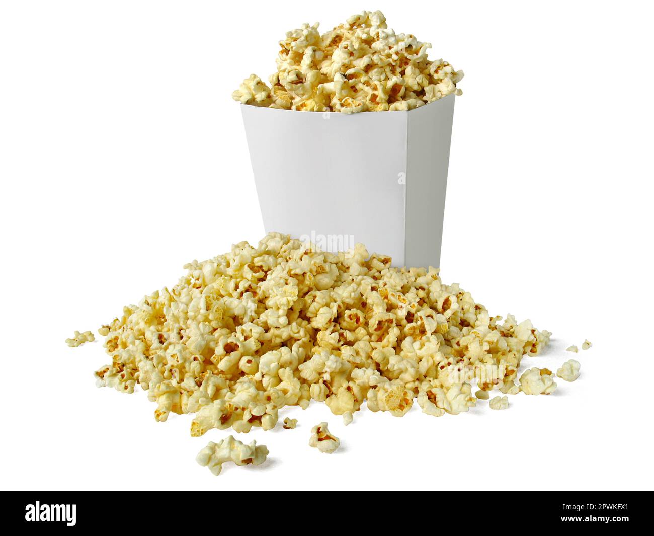Popcorn in box isolated on white background Stock Photo - Alamy