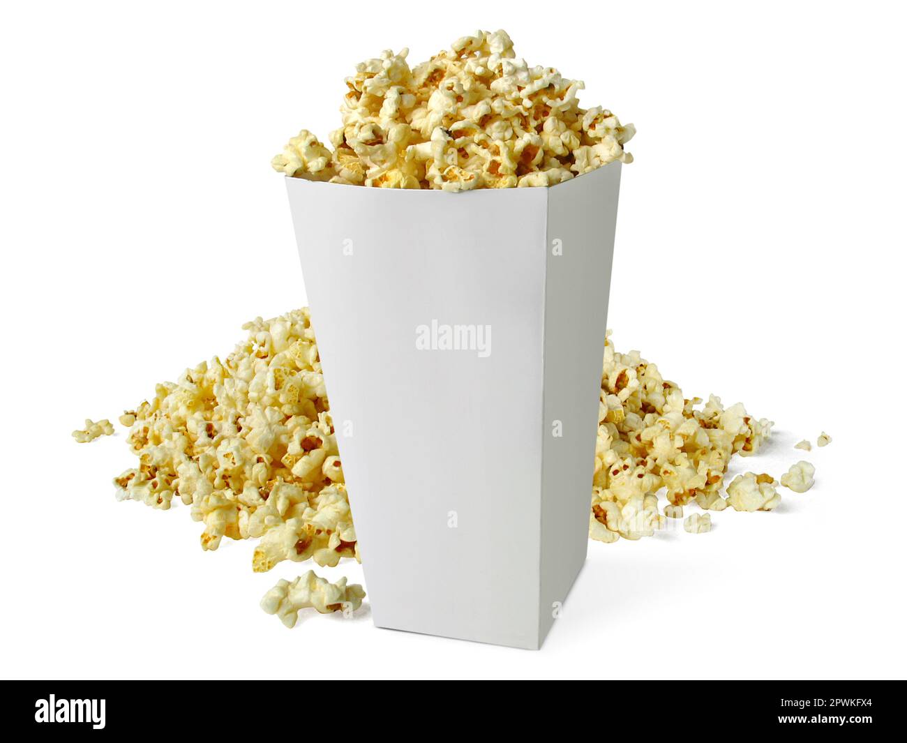Popcorn in box isolated on white background Stock Photo - Alamy