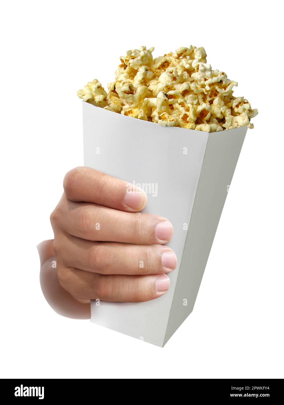 hand with Popcorn, in hand isolated on white background Stock Photo - Alamy