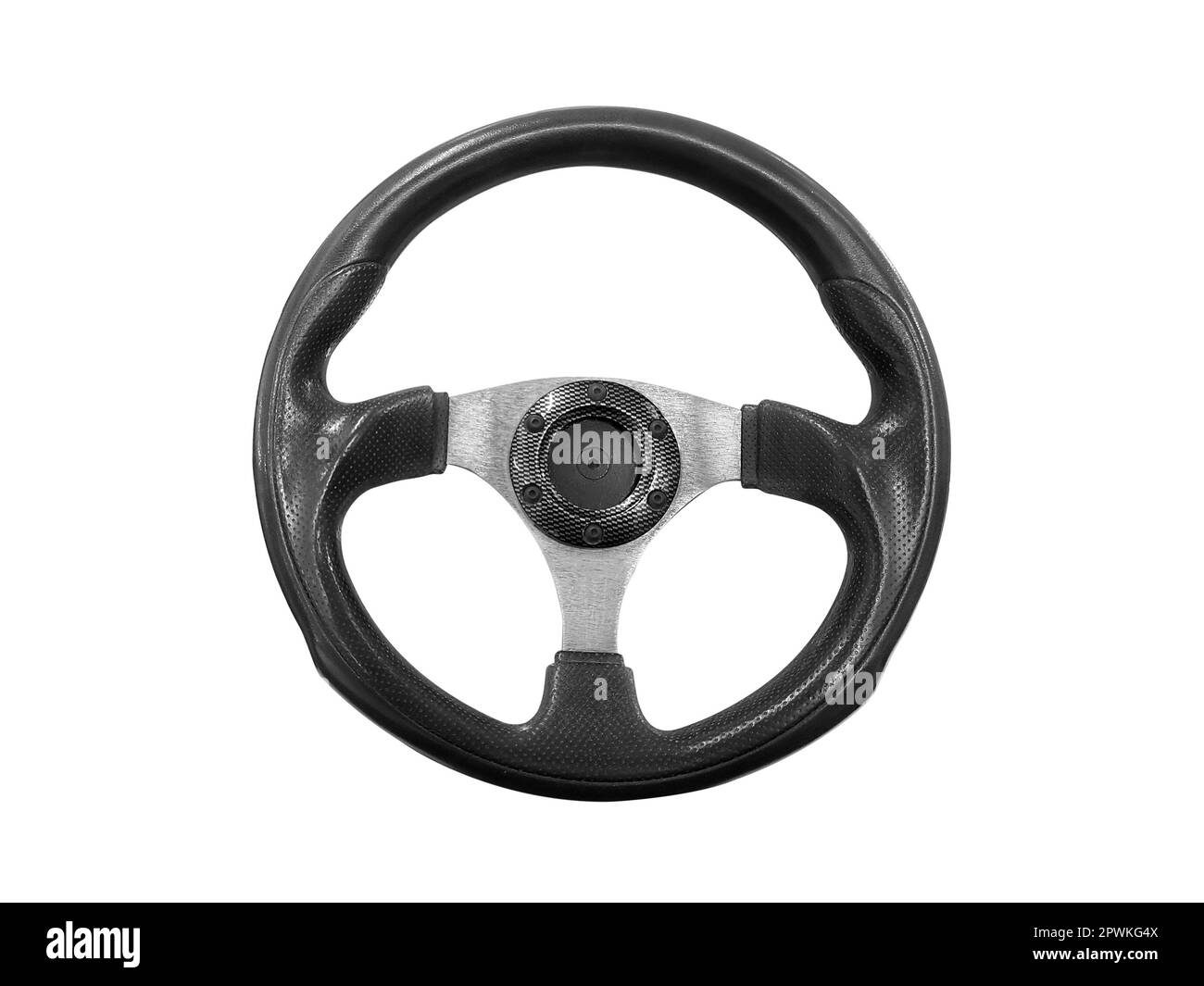 Steering wheel on white background Stock Photo - Alamy