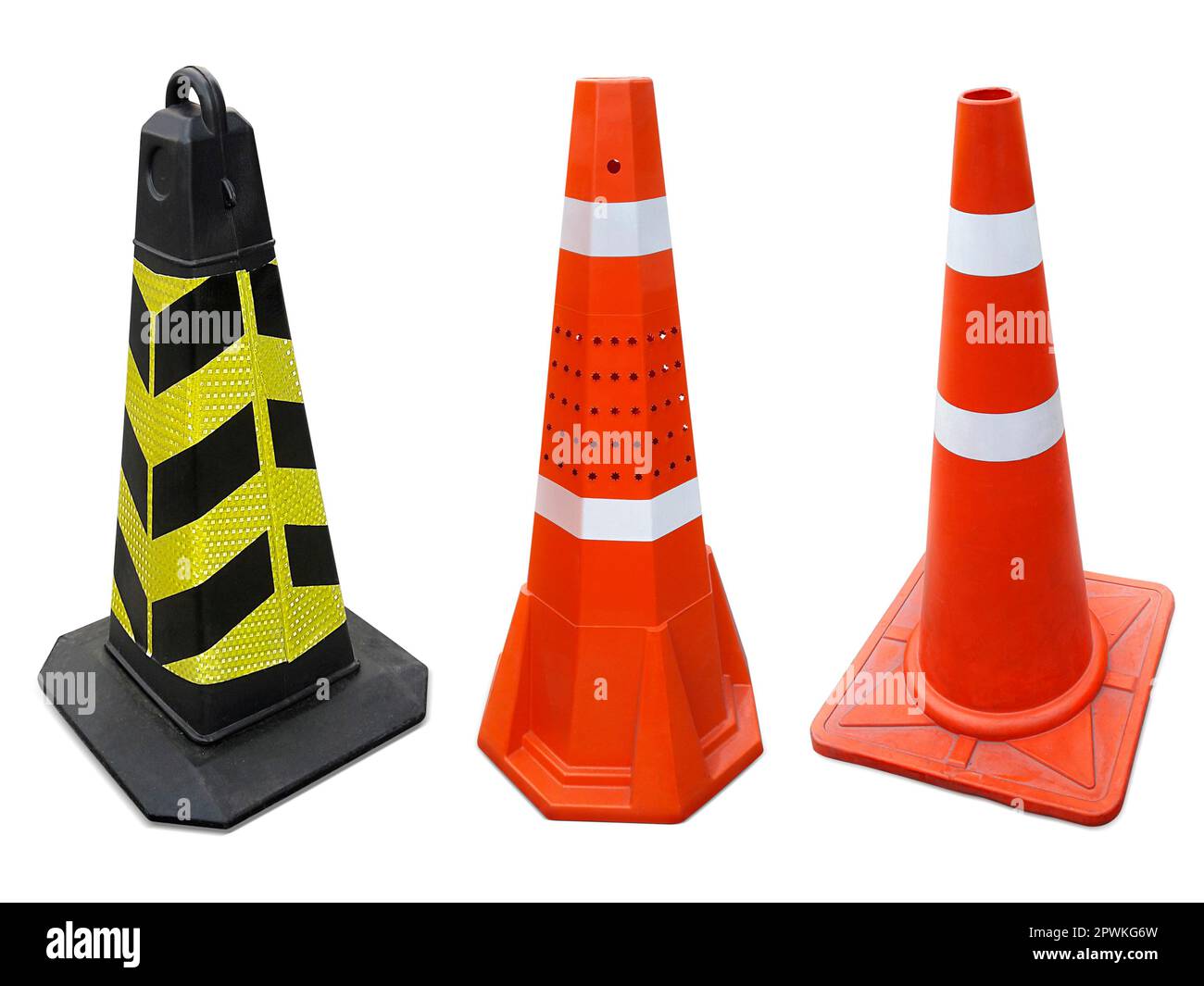 Traffic cone on the sidewalk isolated on white background Stock Photo ...