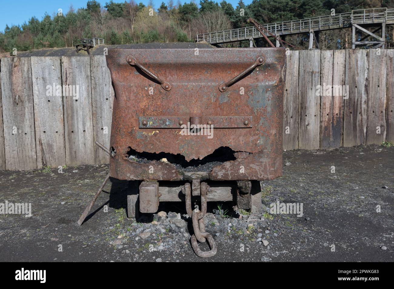 A rusty old coal mining tub at Beamish Museum Stock Photo - Alamy