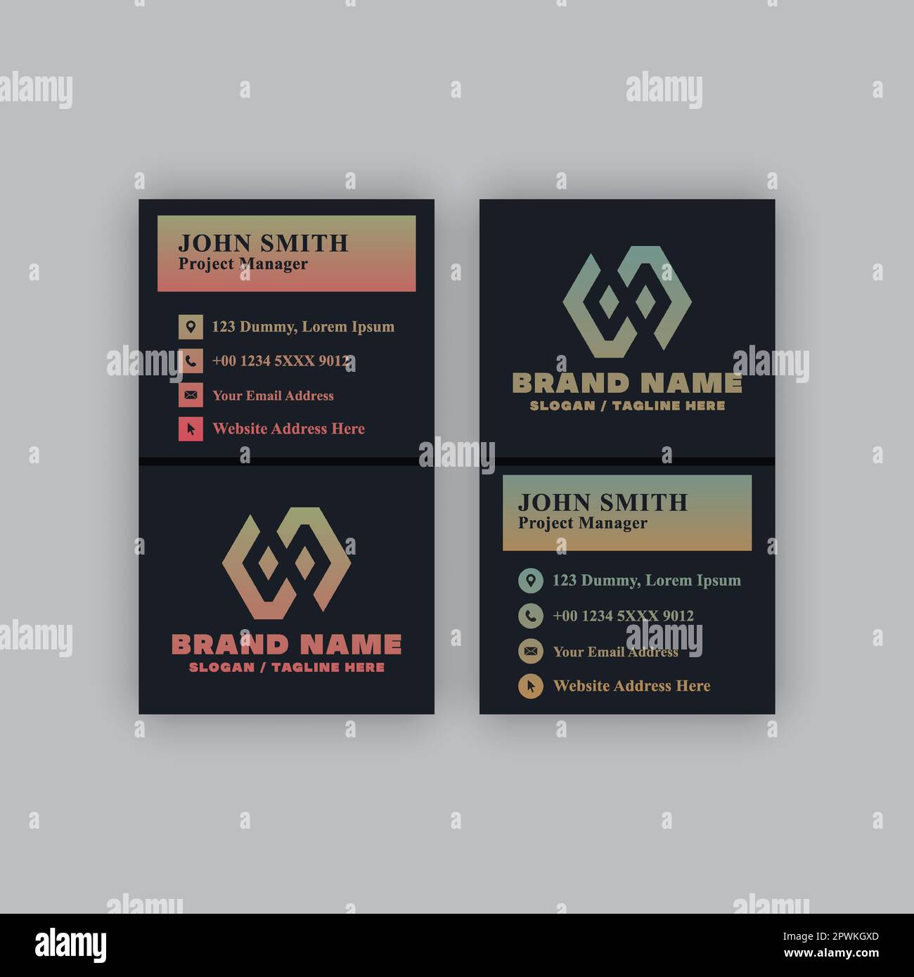 Simple business card design template. Editable, resizable, vector ...