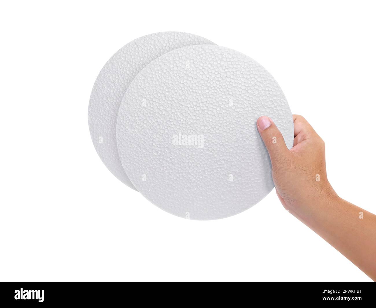 Hand holding styrofoam padding isolated on a white background Stock ...