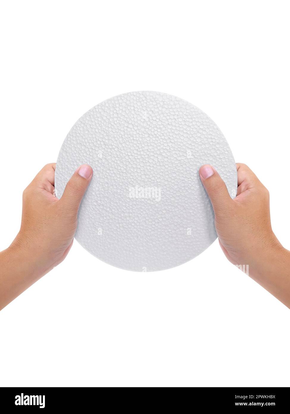 Hand holding styrofoam padding isolated on a white background Stock ...
